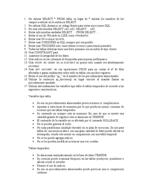 Buenas Prácticas Sql Pdf Sql Programación De Computadoras