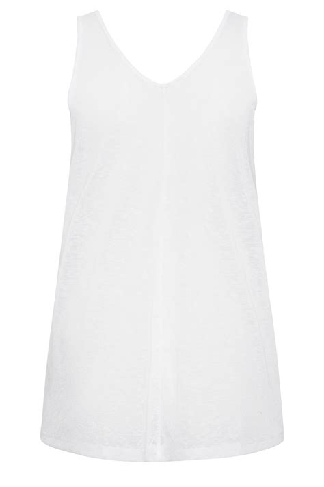 Yours Curve Plus Size White Linen Look Vest Top Yours Clothing