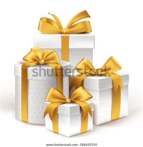선명한 3d 흰색 선물 화려한 금색 스톡 벡터로열티 프리 286650314