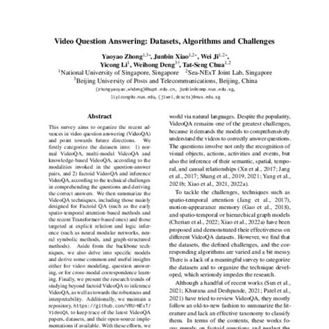 Video Question Answering Datasets Algorithms And Challenges Acl Anthology