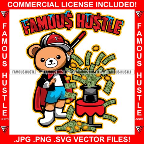 Famous Hustle Drippinf Cute Teddy Bear Magician Magic Cap Cash Money C