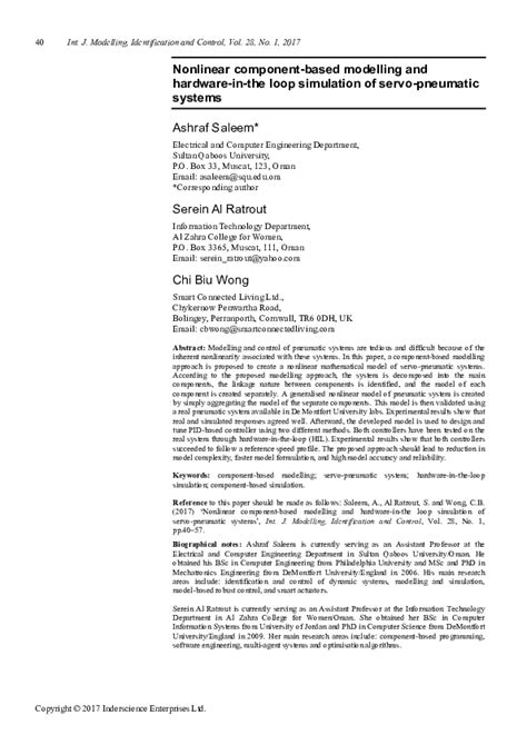 Pdf Nonlinear Component Based Modelling And Hardware In The Loop