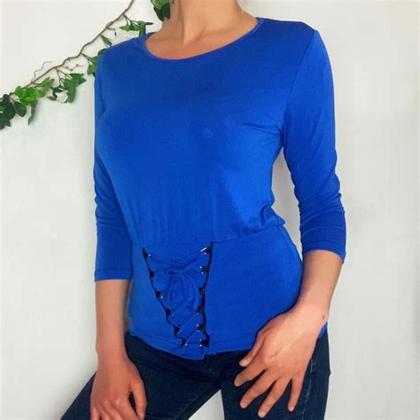 Jane Norman Cute Top In Ocean Blue With Corset Depop