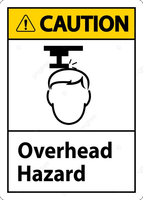 Caution Overhead Hazard Sign On White Background Protection Protect