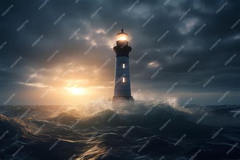 Premium Photo A Lighthouse With The Word Integrity Beaming Generative Ai