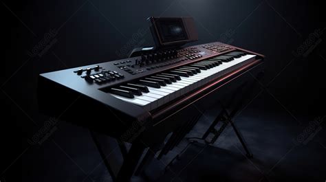 악기 스튜디오 키보드가 있는 어두운 스튜디오 3d 렌더링 키보드 스탠드 사진관 배경 스탠 배경 오락 배경 이미지 Hd 사진관 스탠 오락 배경 사진 무료 다운로드