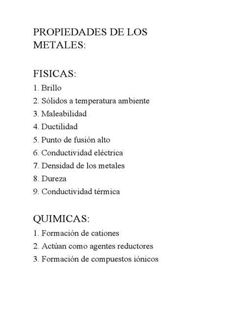 Propiedades De Los Metales Pdf