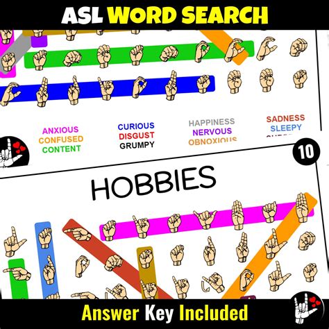 Asl Sign Language Word Search Printable Asl Word Search Etsy Singapore