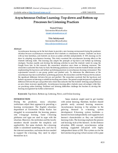 Pdf Asynchronous Online Learning Top Down And Bottom Up Processes