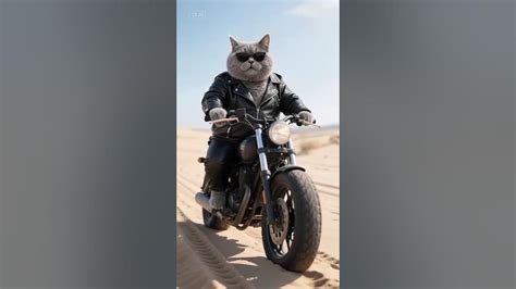 Epic Desert Ride The Chubby Gray Cat On A Touring Motorcycle Shorts