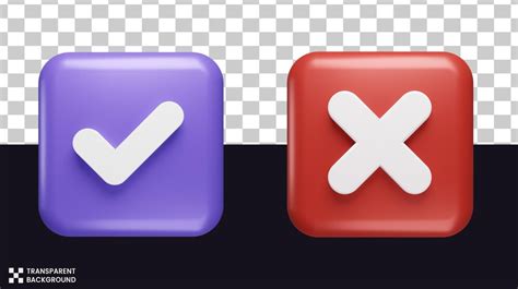 Premium Psd Check And Cross Mark Symbol Set In 3d Rendering