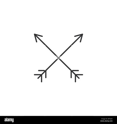 Two Crossed Archery Arrows Linear Adventure Symbol Campin Hunting Wild Vacation Stock