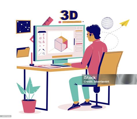 컴퓨터 소프트웨어 벡터 등산화 일러스트레이션을 사용하여 개체의 3차원 표현을 만드는 3d 모델러 3차원 형태에 대한 스톡 벡터