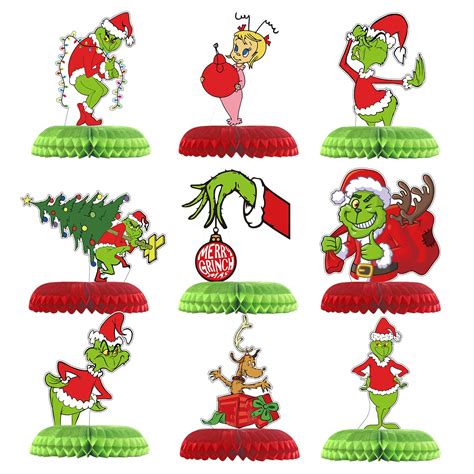 Buy Grinch Christmas Party Honeycomb Centerpieces For Table Decorations