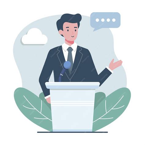 A Man Delivering A Speech Simple Flat Design Style Illustration