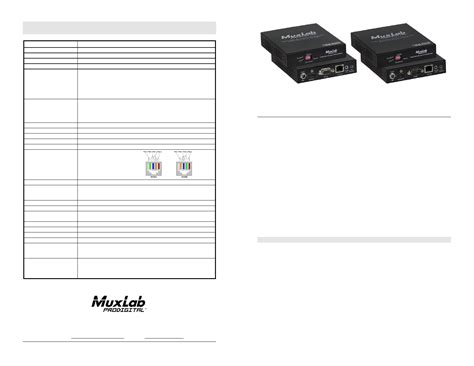 User Manual Muxlab 500759 English 2 Pages