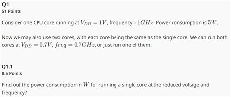 Solved Points Consider One Cpu Core Running At Vdd V Chegg