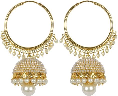 Buy Meenaz Wedding Bridal Jewellery Kundan Pearl Jhumka
