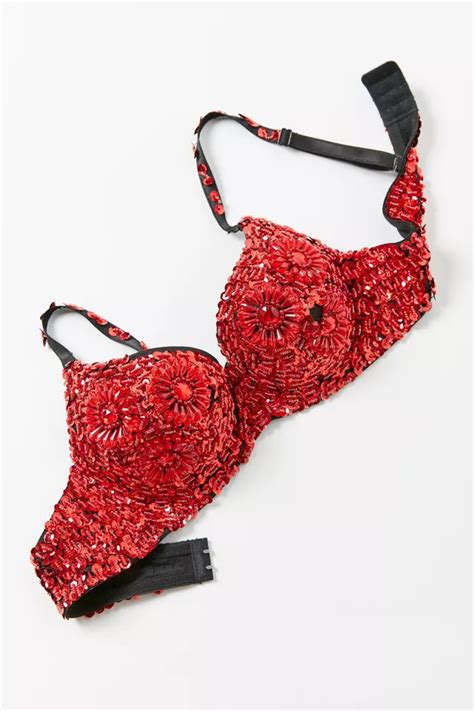 Vintage Red Sequin Bra Urban Outfitters