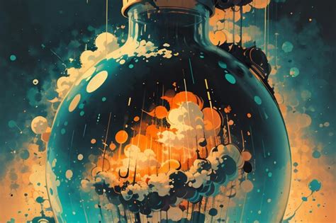 Premium Ai Image Boiling Bubble Cloud In Glass Bottle Abstract