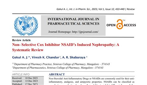 NON SELECTIVE COX INHIBITOR NSAIDs INDUCED NEPHROPATHY A SYSTEMATIC REVIEW
