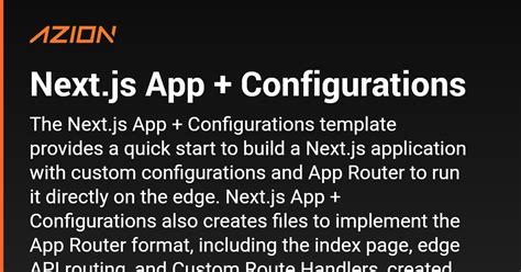 Nextjs App Configurations Documentação Azion