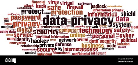 Data Privacy Word Cloud Concept Collage Made Of Words About Data