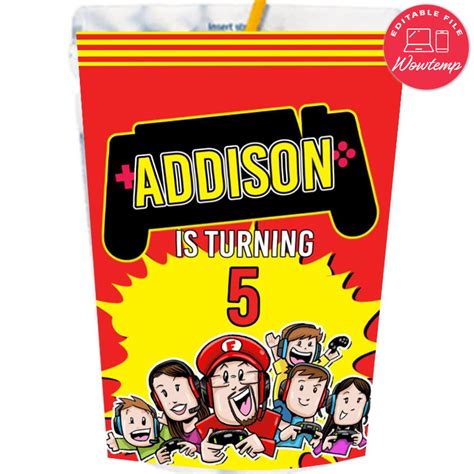 Fgteev Capri Sun Labels Digital File Printable Wowtemp