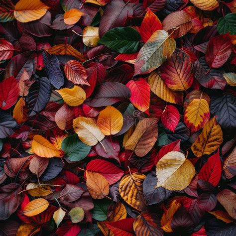 Autumn Leaf Texture Background Colored Autumn Tree Leaves Pattern Red