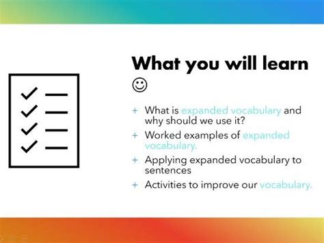 Expanded Vocabulary Lesson Upper Primary Teaching Resources