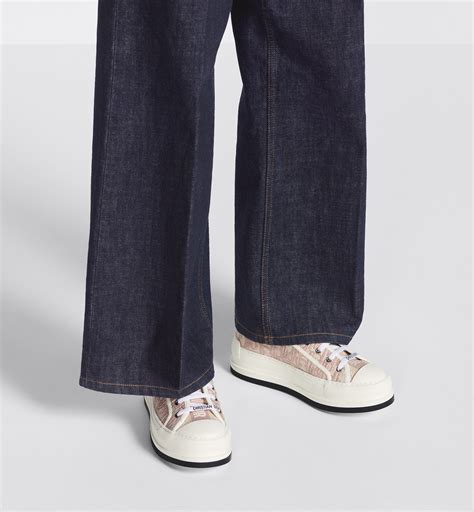 Sneaker De Plataforma Walkndior Dior Oblique En Algodón Bordado Nude