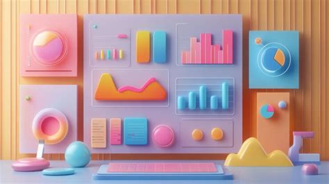 Colorful 3d Data Visualization Dashboard With Graphs And Charts In A Modern Abstract Style