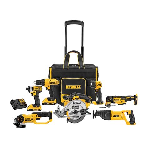 Dewalt 7 Tool 20 Volt Max Power Tool Combo Kit With Soft Rolling Case