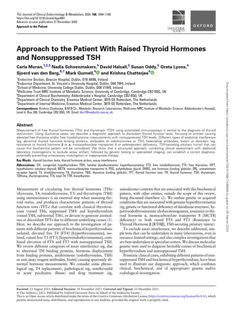 Approach To The Patient With Raised Thyroid Hormones And Nonsuppressed