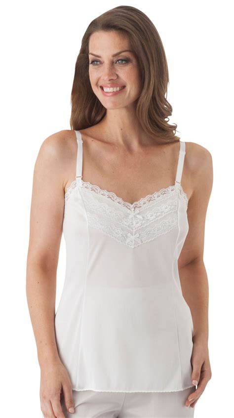 Womens Plus Size Lace Trim Cami Shadowline Lingerie
