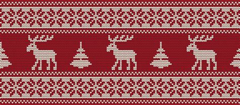 빨간색 배경에 Deers 및 전나무 나무 니트 패턴입니다 원활한 테두리 0명에 대한 스톡 벡터 아트 및 기타 이미지 0명