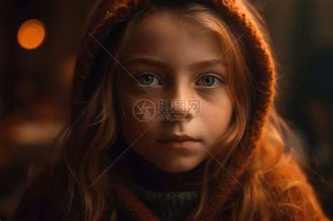一个穿着棕色连帽衫的孩子目光呆滞高清图片下载 正版图片600044484 摄图网