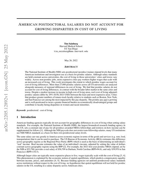 Pdf American Postdoctoral Salaries Do Not Account For Growing
