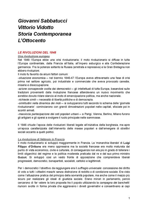 Riassunto Manuale Sabatucci 800 Appunti Di Storia Contemporanea