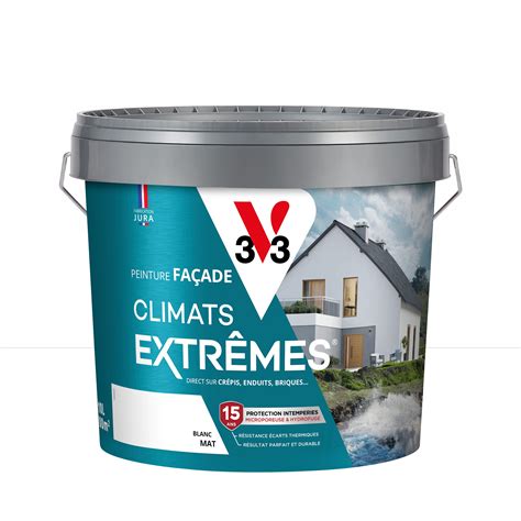 Peinture Extérieure Façade Climats Extrêmes® V33 Blanc Mat 10l Leroy
