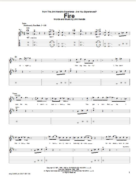 Fire By Jimi Hendrix Guitar Tab Guitar Instructor