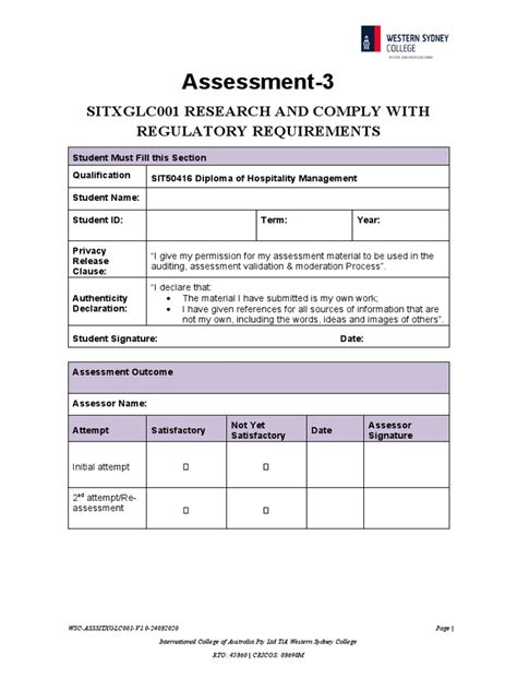 Assessment Task 3 2 Download Free Pdf Regulatory Compliance