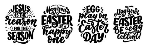 전단지 및 인쇄 디자인을위한 부활절에 대한 서예 문자 슬로건으로 설정합니다 배너 포스터 인사말 엽서템플릿 벡터 0명에 대한 스톡 벡터 아트 및 기타 이미지 Istock