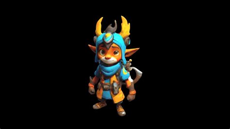 A Cartoon Character Is Wearing A Blue And Yel Download Free 3d Model