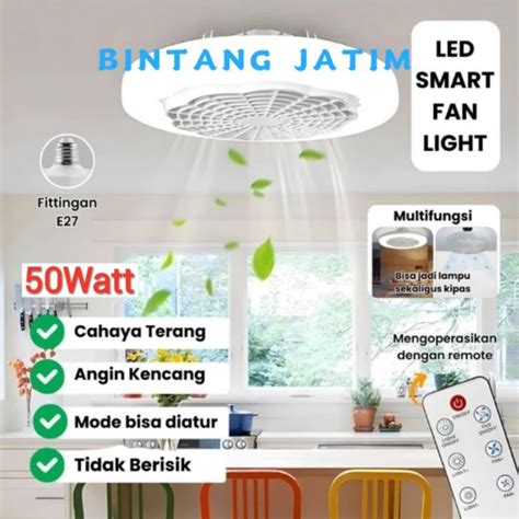 Jual Lampu LED Kipas Angin AC E27 50 Wat Lampu LED Plafon Kipas Angin Dinding Remote 2 In 1