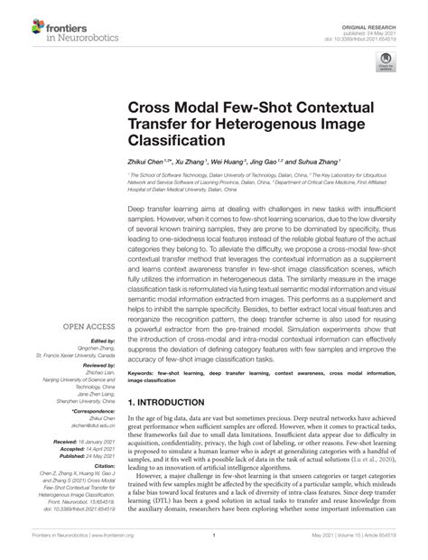Pdf Cross Modal Few Shot Contextual Transfer For Heterogenous Image Classification