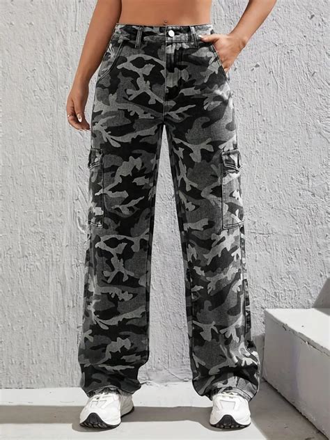 Camo Flap Pockets Cargo Pants Loose Fit Non Stretch Y2k Temu Australia