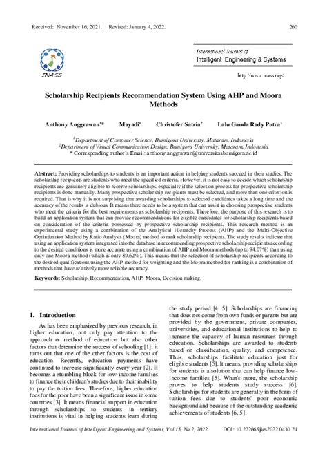 Pdf Scholarship Recipients Recommendation System Using Ahp And Moora Methods