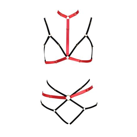 White Sexy Black Lingerie Set Sex Body Harness Lingerie Strapy Bra