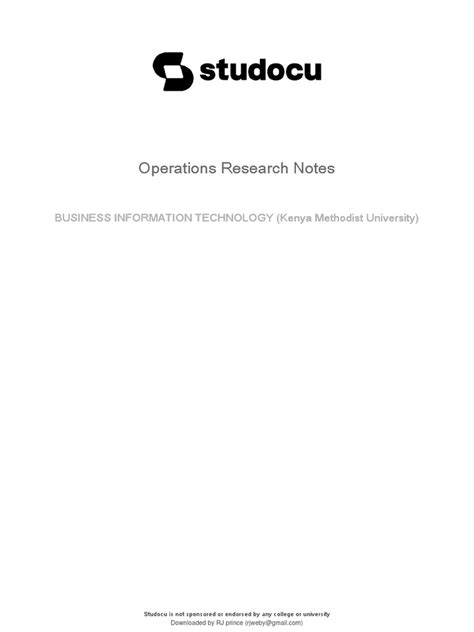 Operations Research Notes Pdf Mathematical Optimization Linear